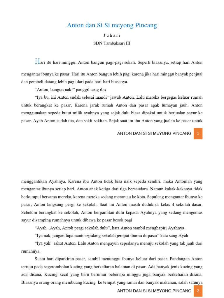 Anton Dan Kucing Yang Pincang | PDF