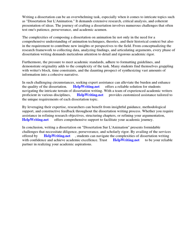 Dissertation Writing on Animation Tips | PDF | Thesis | Scribd