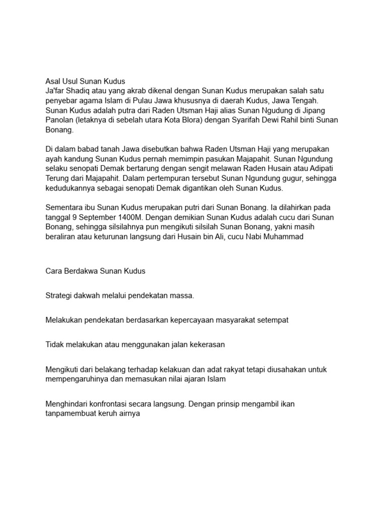 Sunan Kudus | PDF | Ilmu Sosial | Agama & Spiritualitas