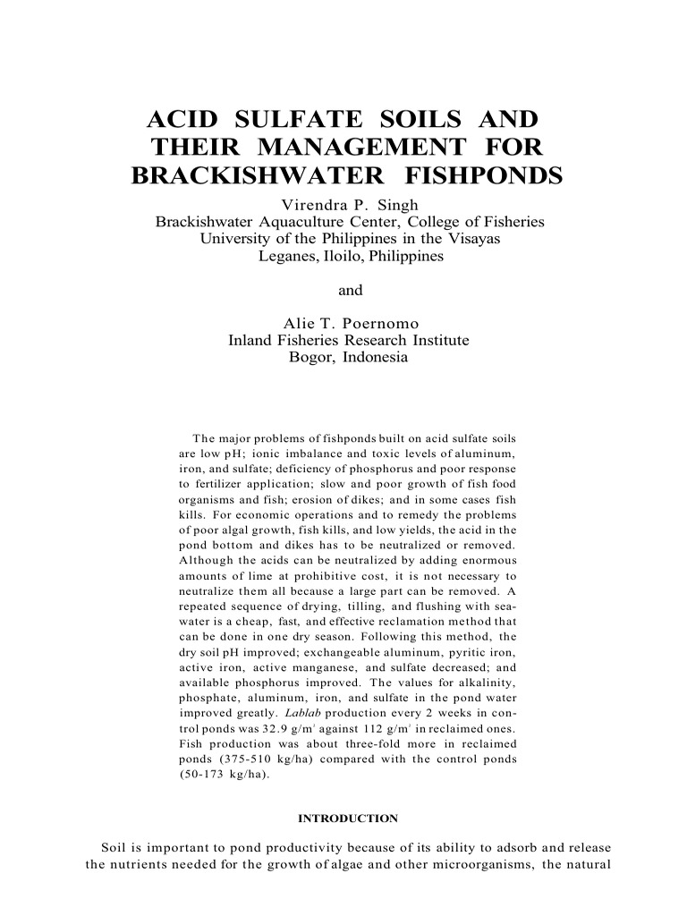 Management of Acid Sulphate Soil | PDF | Soil | Ph