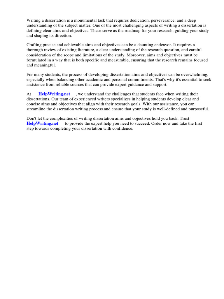 Writing Dissertation Aims and Objectives | PDF | Thesis | Methodology