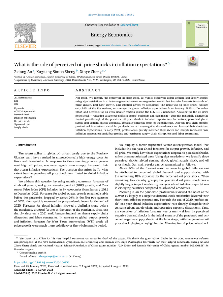What Is The Role of Perceived Oil Price Shocks in Inflation ...