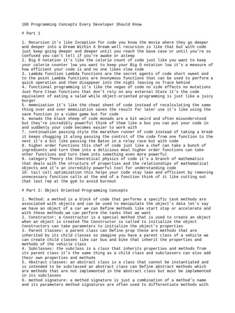 100 Programming Concepts Pdf Method Computer Programming Class Computer Programming 