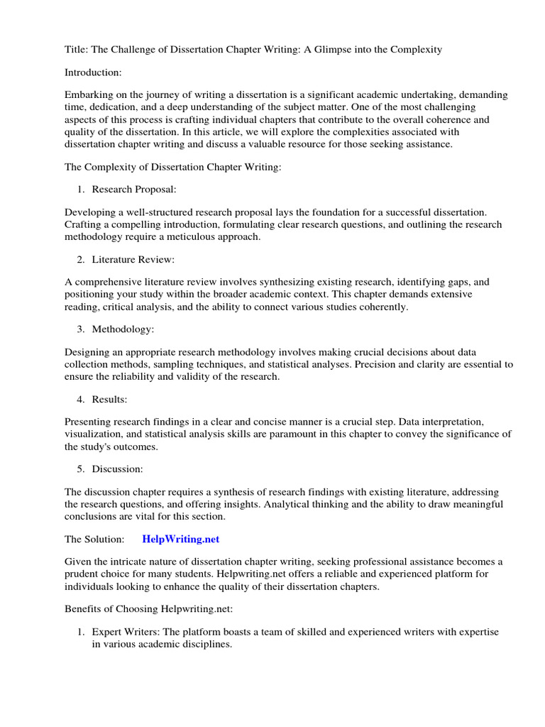 Dissertation Chapter Writing Sample | PDF | Thesis | Qualitative Research