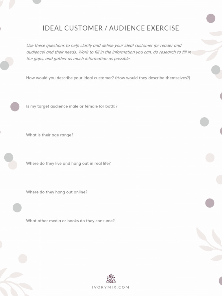 1 Ideal Customer Audience Worksheet Form | PDF | Brand | Mass Media
