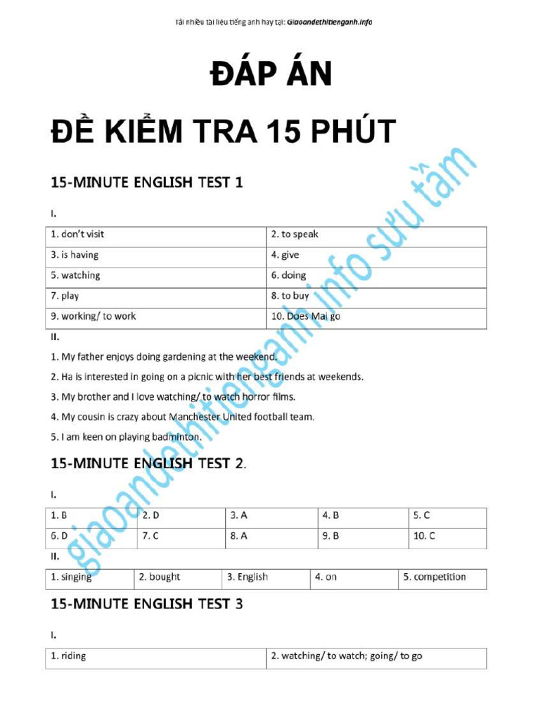 key bộ đề anh 7 | PDF