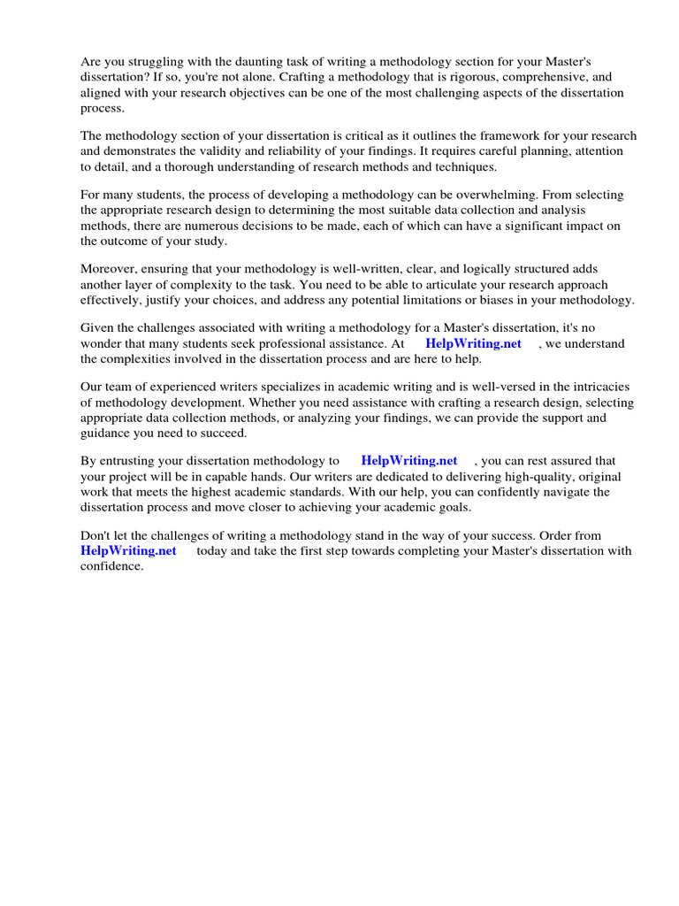 How To Write A Methodology For A Masters Dissertation | PDF ...