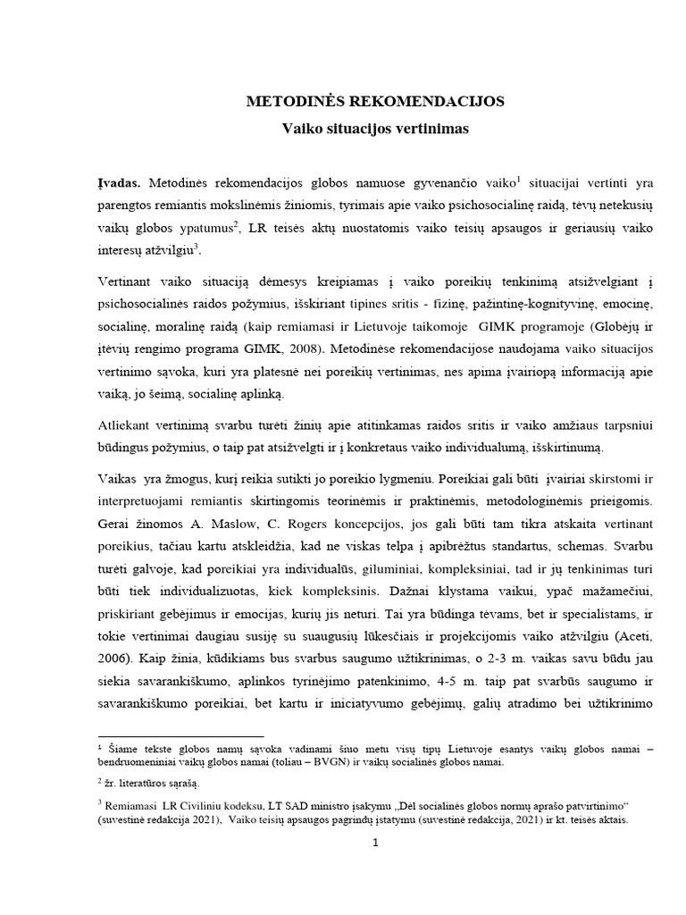 1_ Vaiko poreikių vertinimas_ Aprasas | PDF