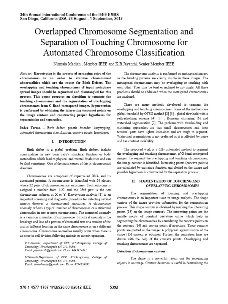 Automated Karyotyping via Chromosome Segmentation | PDF | Image ...
