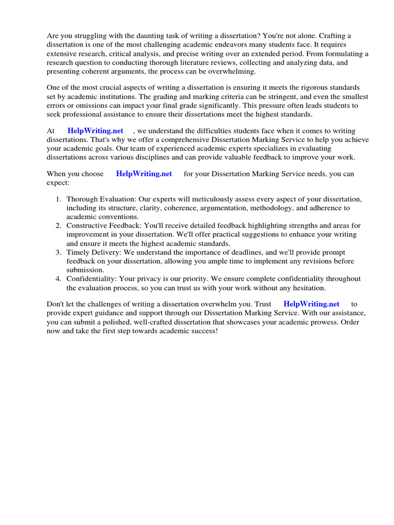 Dissertation Marking Service | PDF | Thesis | Mediation