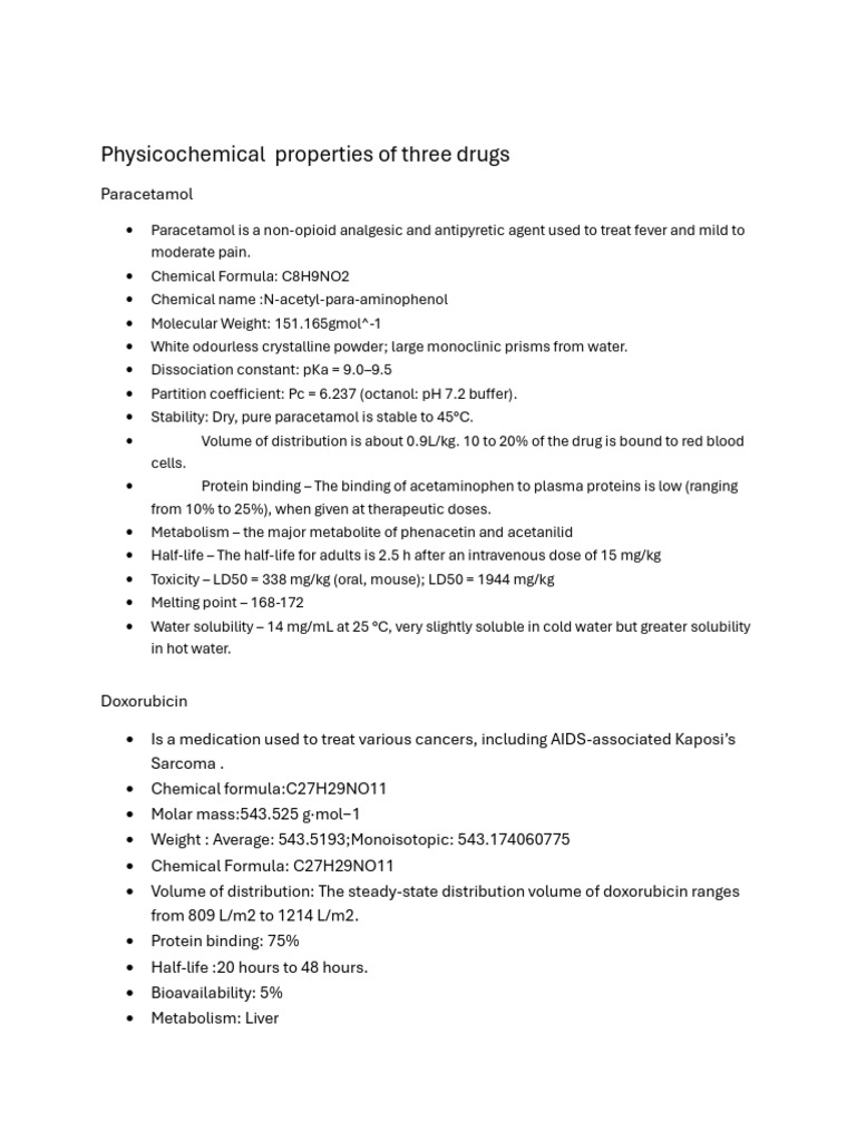 Molar Mass and Properties of Paracetamol | PDF