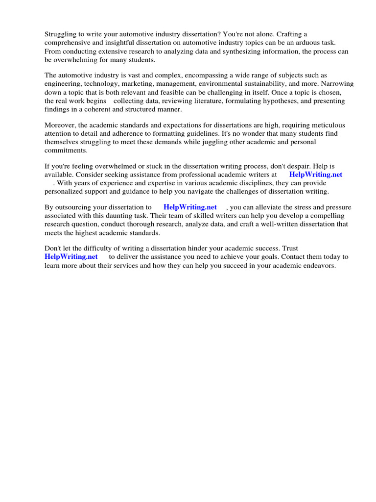 Automotive Industry Dissertation Topics | PDF | Car | Automotive Industry