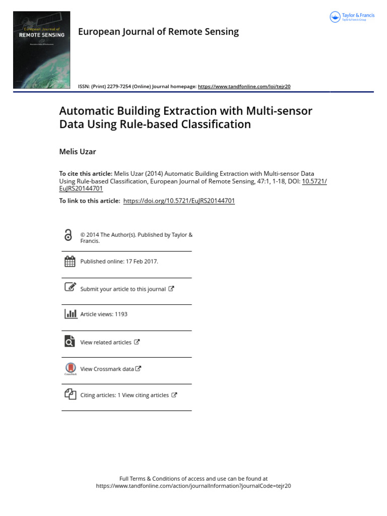Automatic Building Extraction With Multi Sensor Data Using Rule Based Classification Pdf
