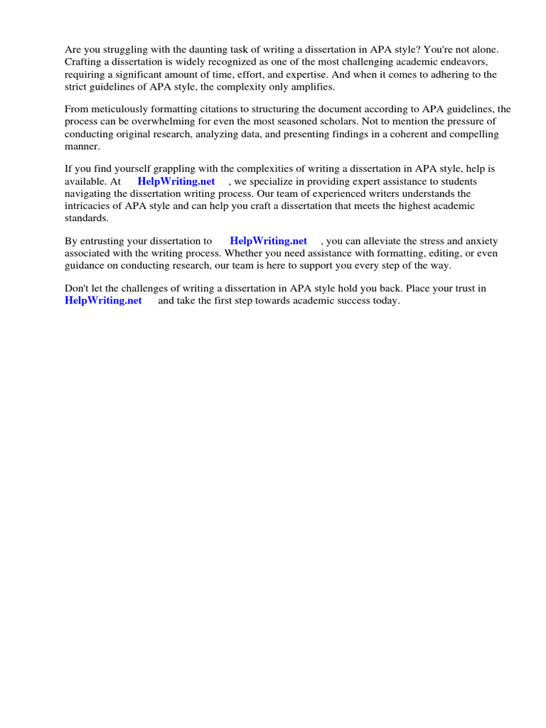 Writing a Dissertation Apa Style | PDF | Apa Style | Thesis