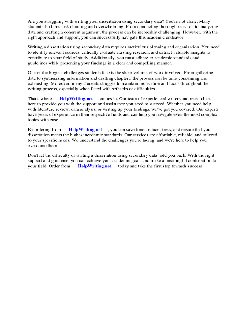 How to Write a Dissertation Using Secondary Data | PDF | Thesis | Methodology