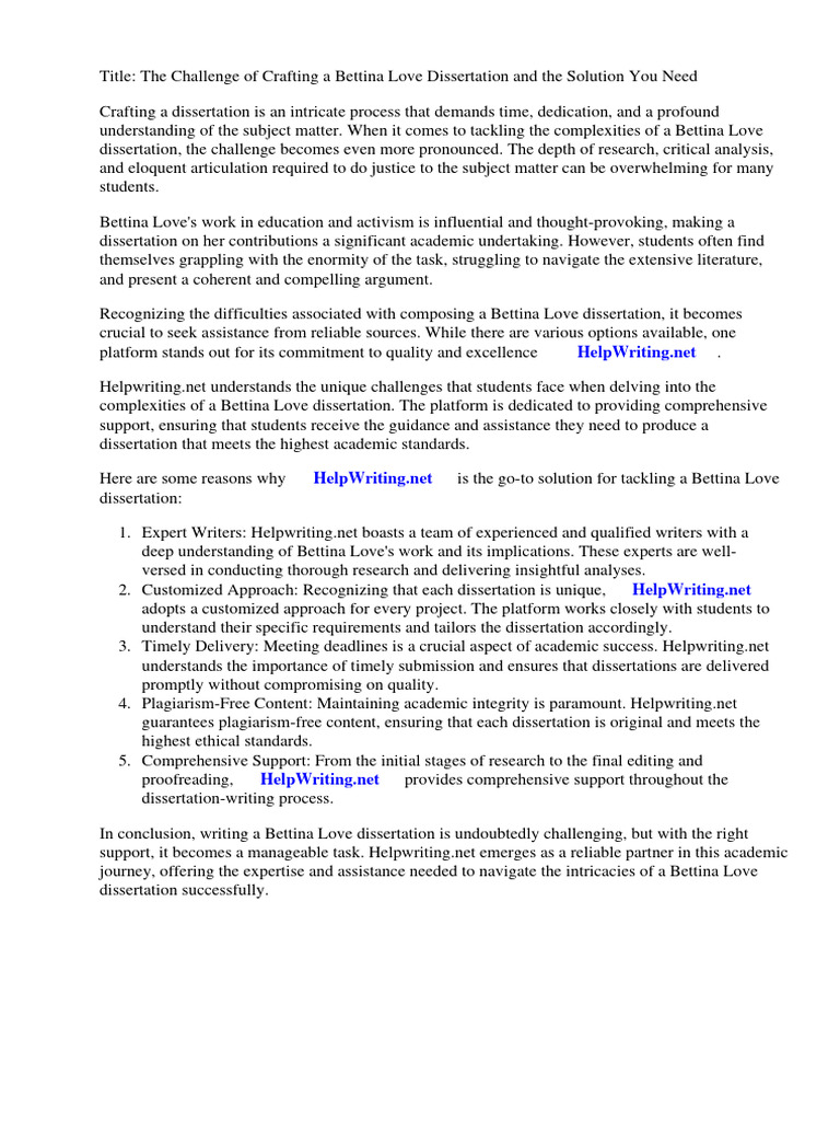 Bettina Love Dissertation | PDF | Teachers | Thesis