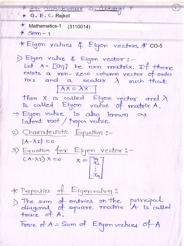 CO-5 Eigen Value and Eigen Vector | PDF CO-5 Eigen Value and Eigen Vector | PDF