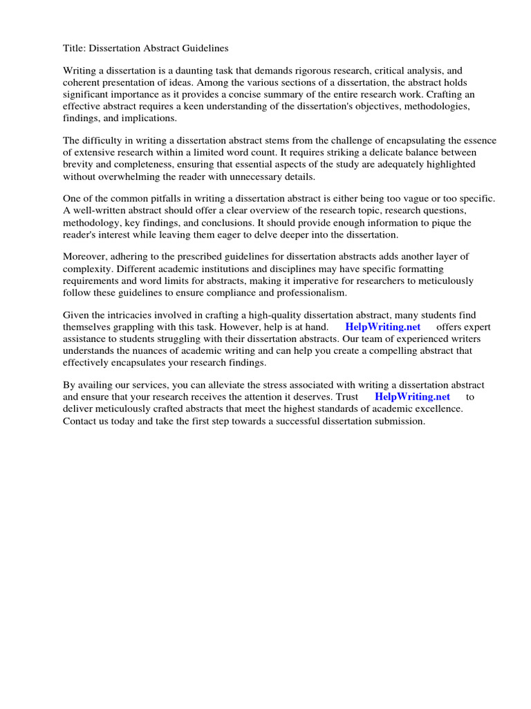 Dissertation Abstract Guidelines | PDF | Thesis | Abstract (Summary)