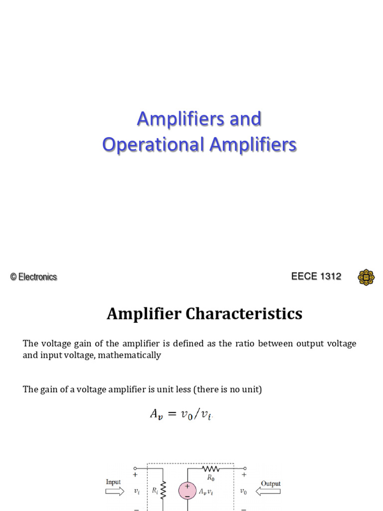 Chapter 2 - Amplifiers and Operational Amplifiers | PDF