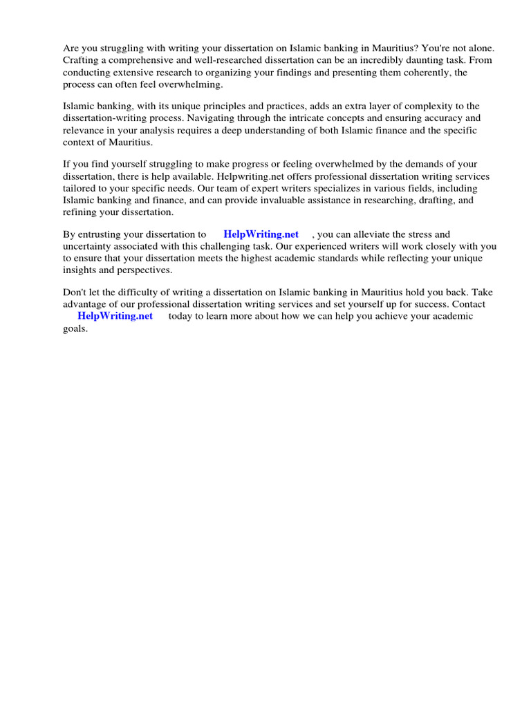 Dissertation On Islamic Banking in Mauritius | PDF | Islamic Banking And Finance | Banks