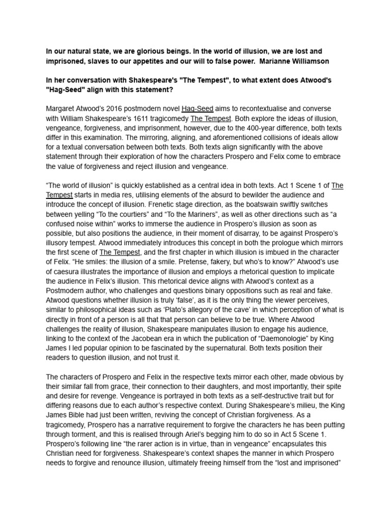 The Tempest and Hag-Seed Comparative Analysis | PDF | The Tempest