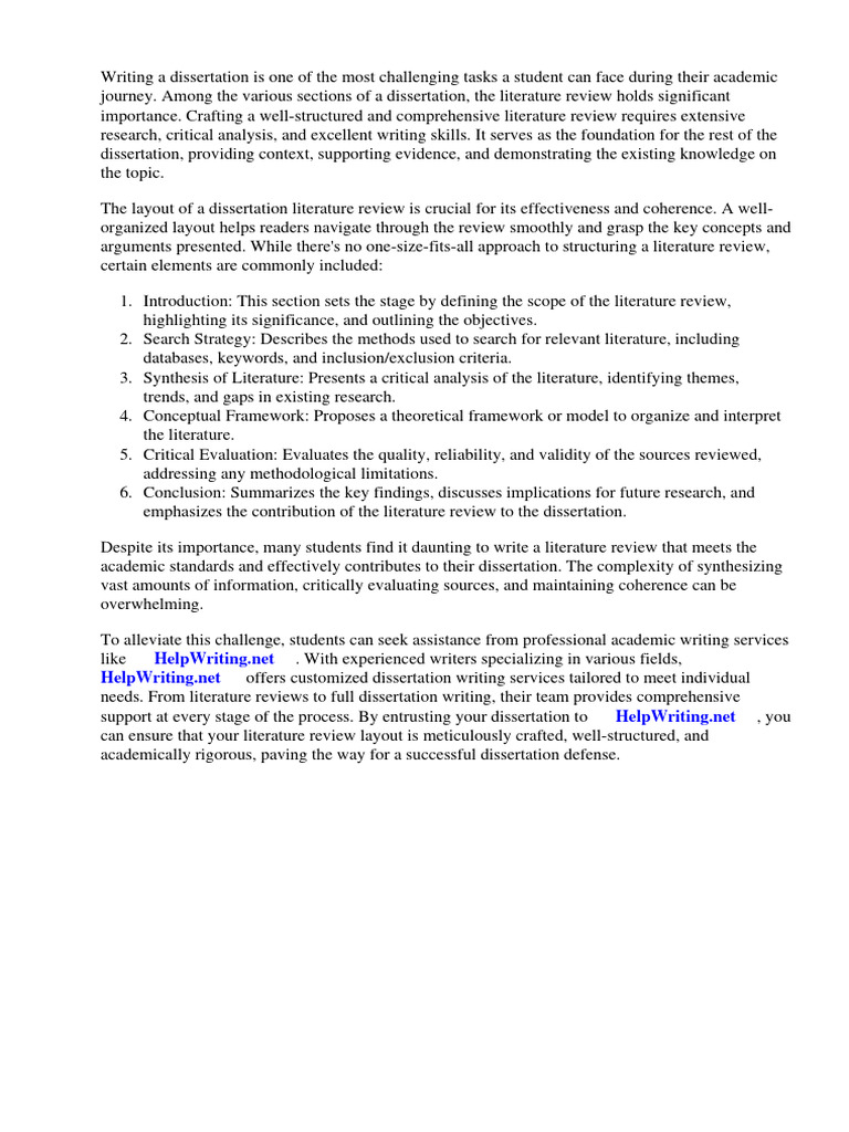 Dissertation Literature Review Layout | PDF | Critical Thinking | Evidence