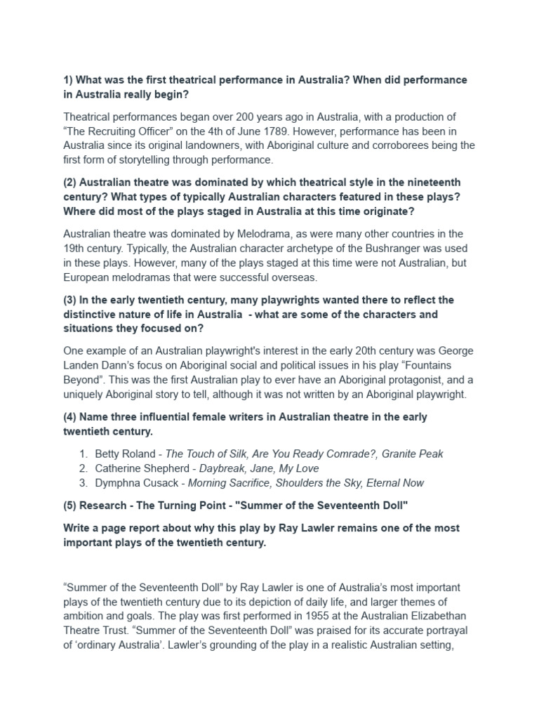 History of Australian Theatre Evolution | PDF