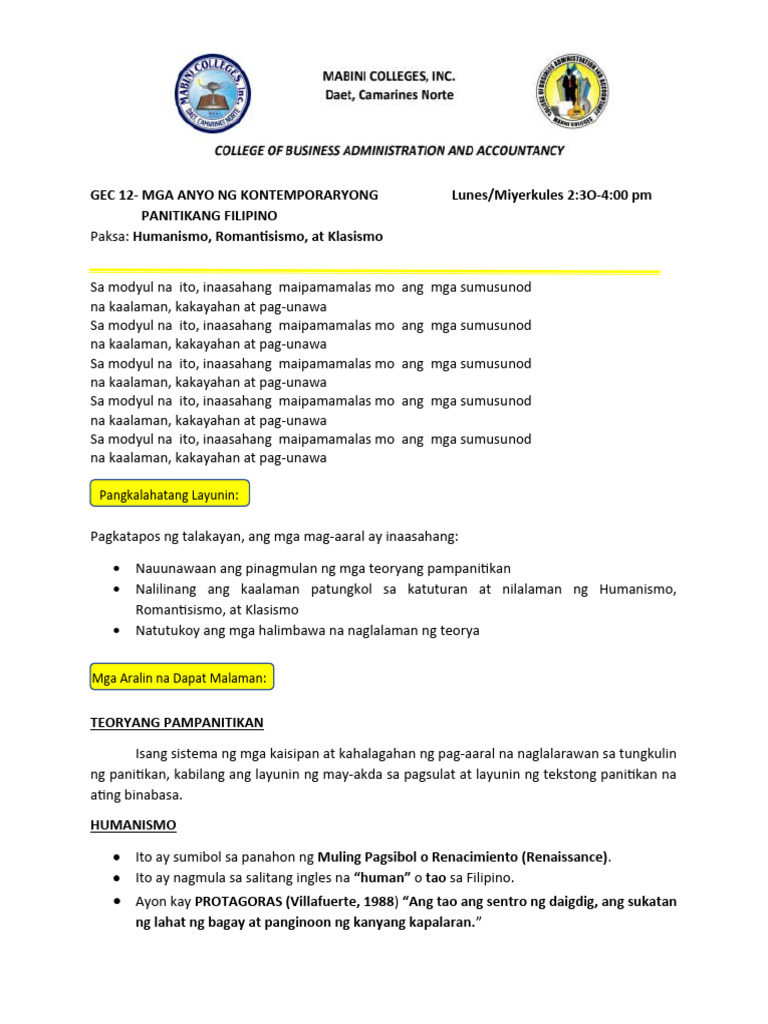 GEC 12 - Group 2 Handout | PDF