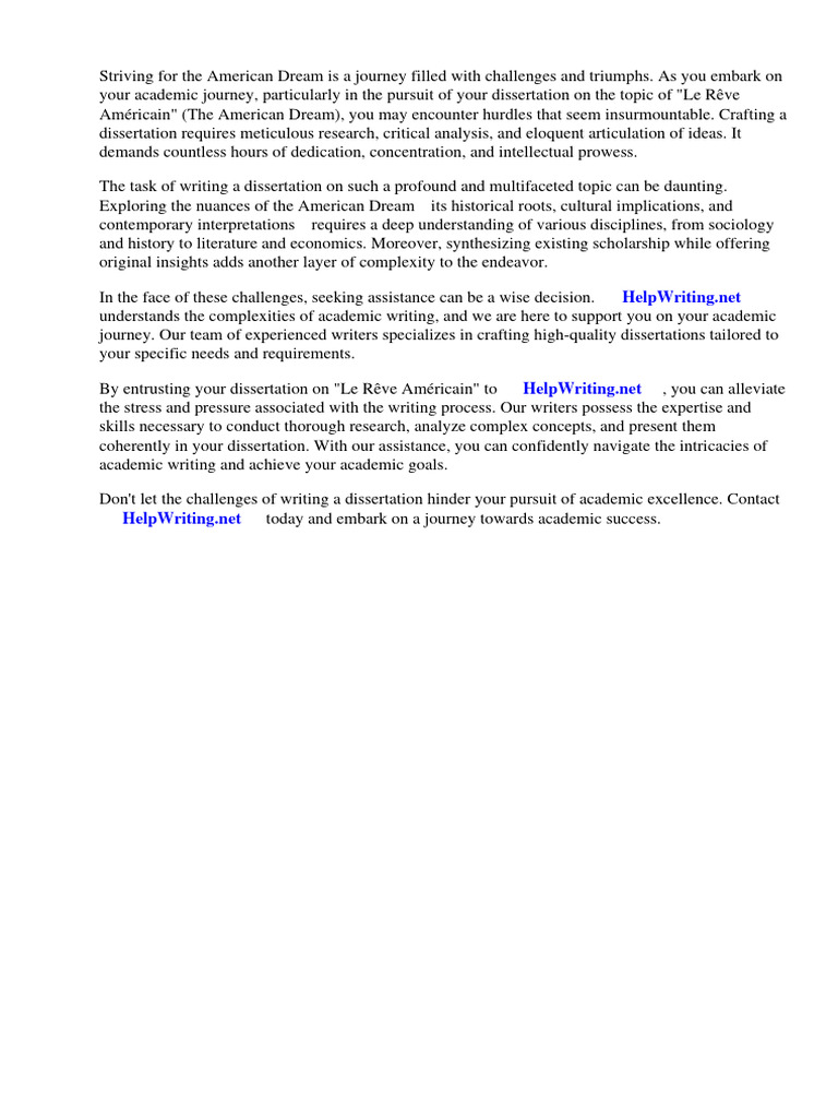 Dissertation Le Reve Americain | PDF | Nihilism | Scribd