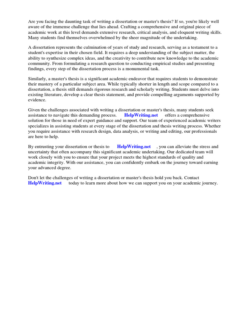 Dissertation vs Masters Thesis | PDF | Thesis | Cognition