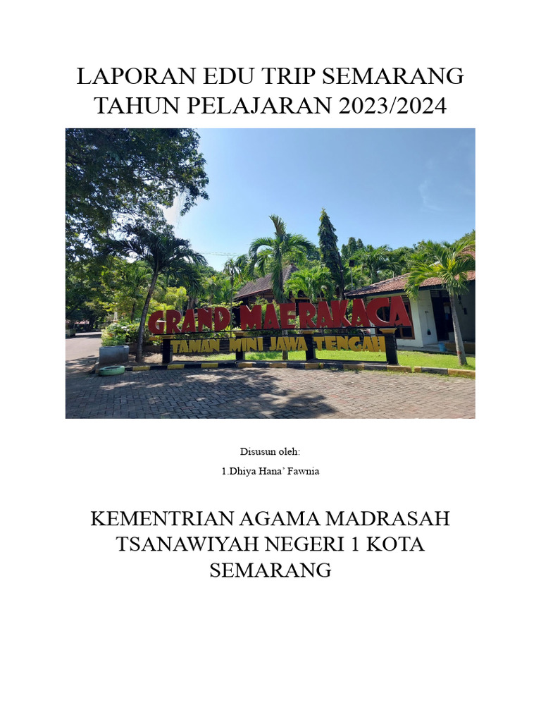 Laporan Edu Trip Semarang Tahun Pelajaran 2023 | PDF