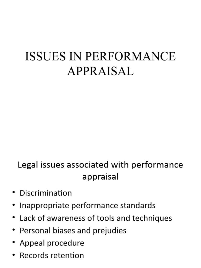 Issues in Performance Appraisal | PDF | Mentorship | Goal Setting