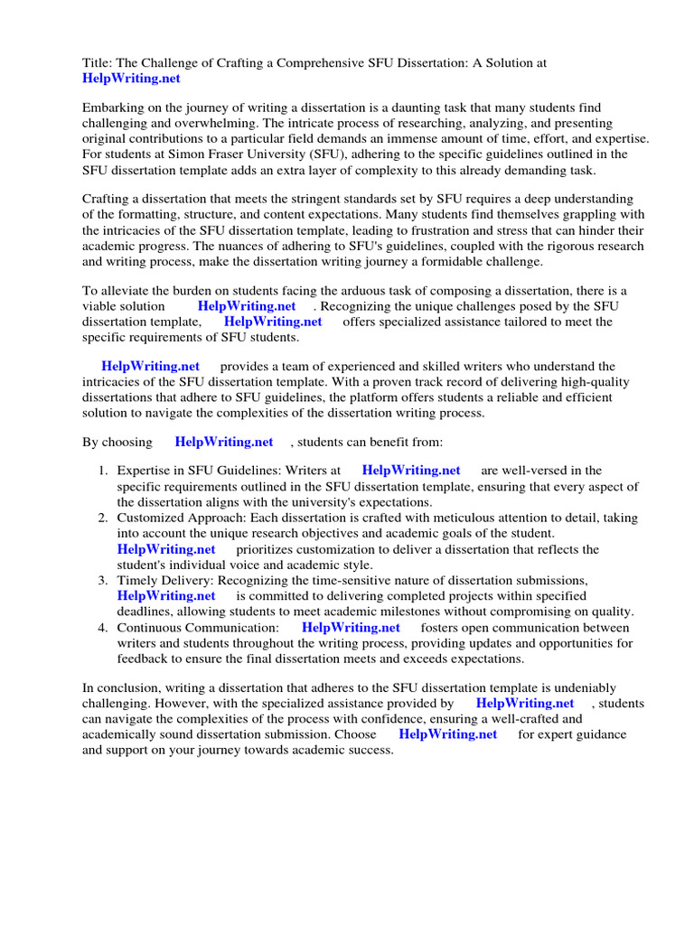 Sfu Dissertation Template | PDF | Thesis | Page Layout