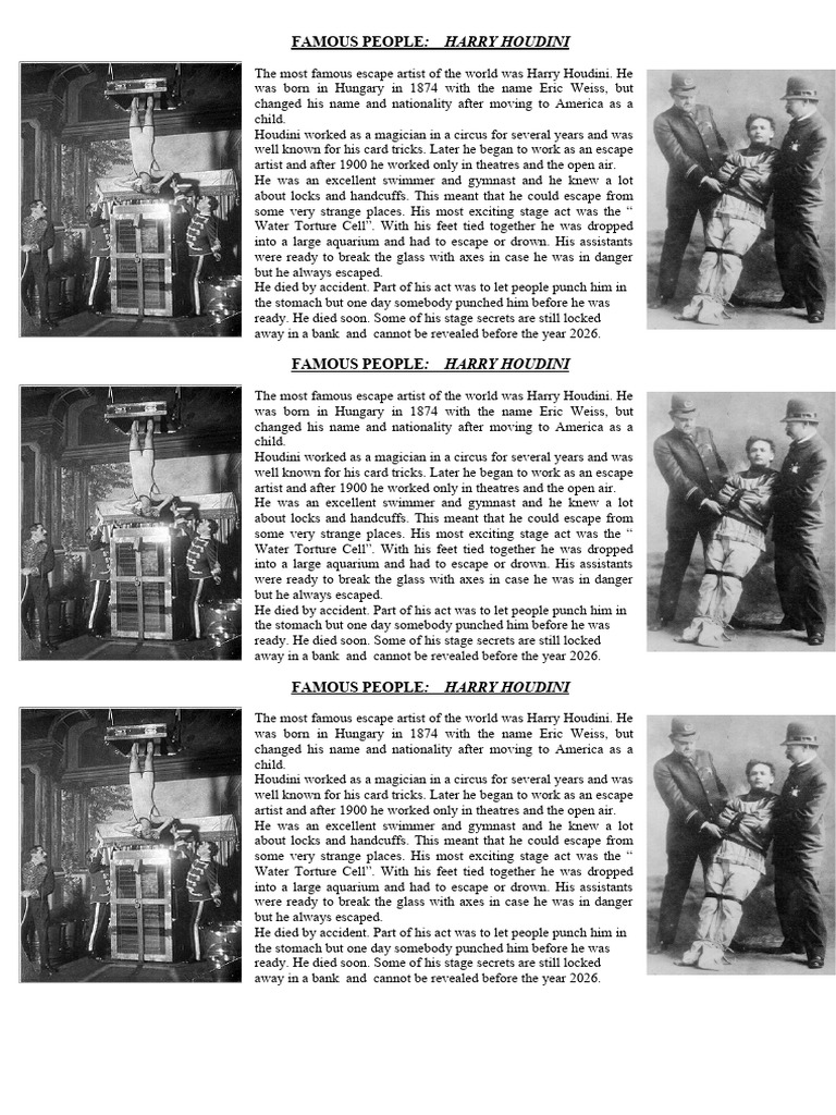 Harry Houdini | PDF | Harry Houdini | Performing Arts
