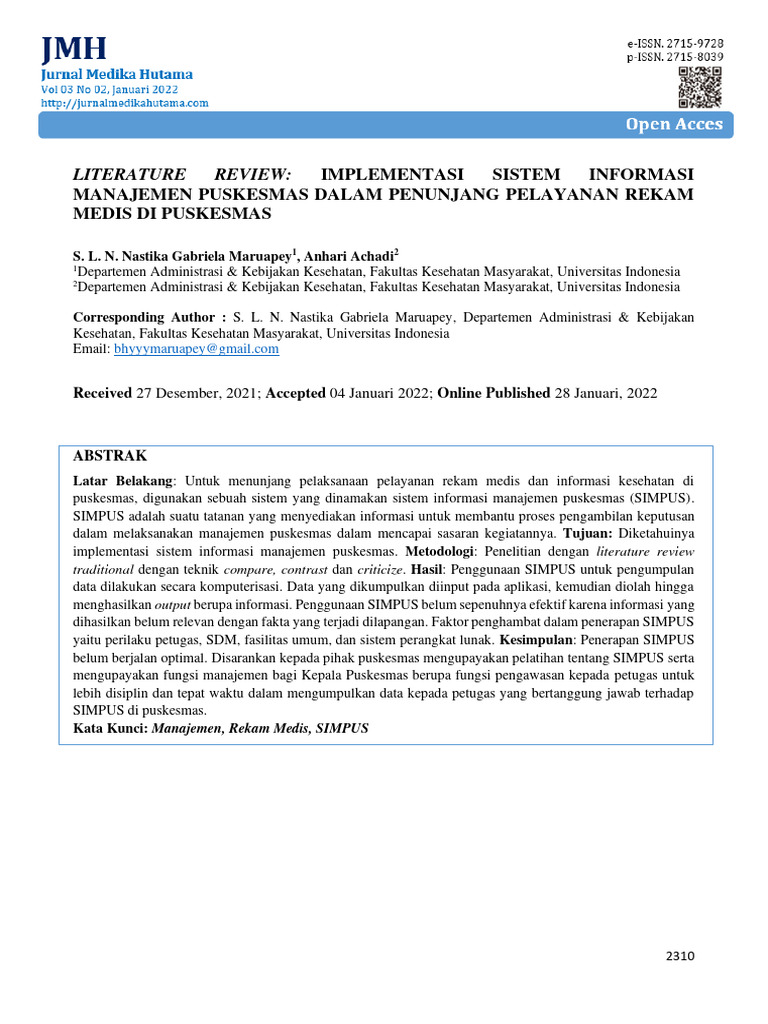 Implementasi SIMPUS di Puskesmas | PDF