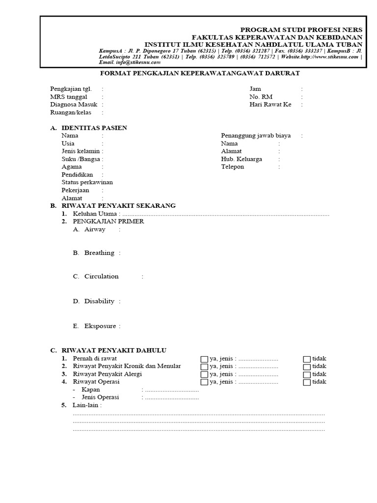 Format Pengkajian Gadar | PDF