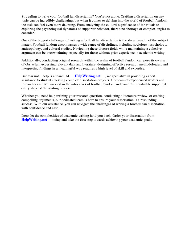 Football Fan Dissertation | PDF | Sociology | Sports