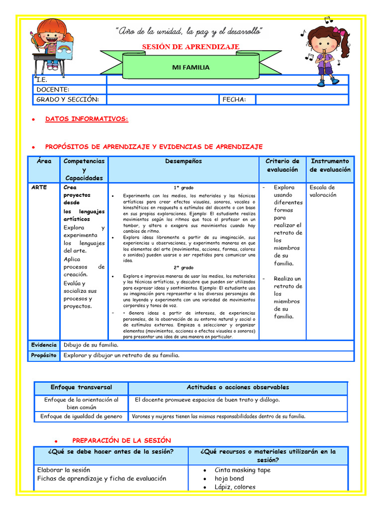III E3 Sesión d5 Arte Mi Familia | PDF | Aprendizaje | Evaluación III E3 Sesión d5 Arte Mi Familia | PDF | Aprendizaje | Evaluación
