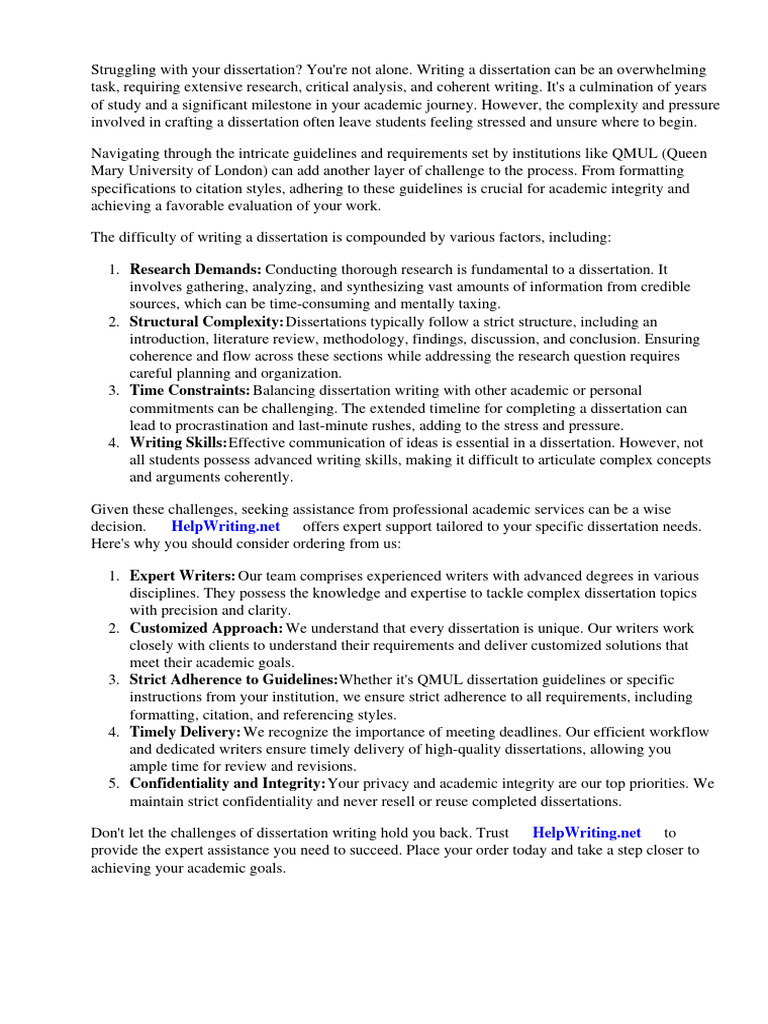 Qmul Dissertation Guidelines | PDF | Thesis | Methodology