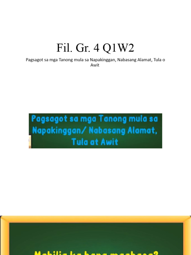 Fil. Gr.4 Q1W2 Alamat Part 1 | PDF