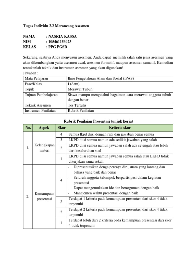 Tugas Individu 2.2. Menyusun Instrumen | PDF
