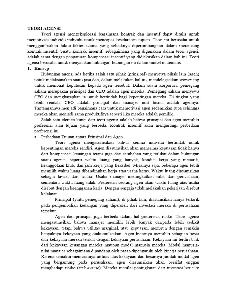 Memahami Teori Agensi dan Kontrak Insentif | PDF