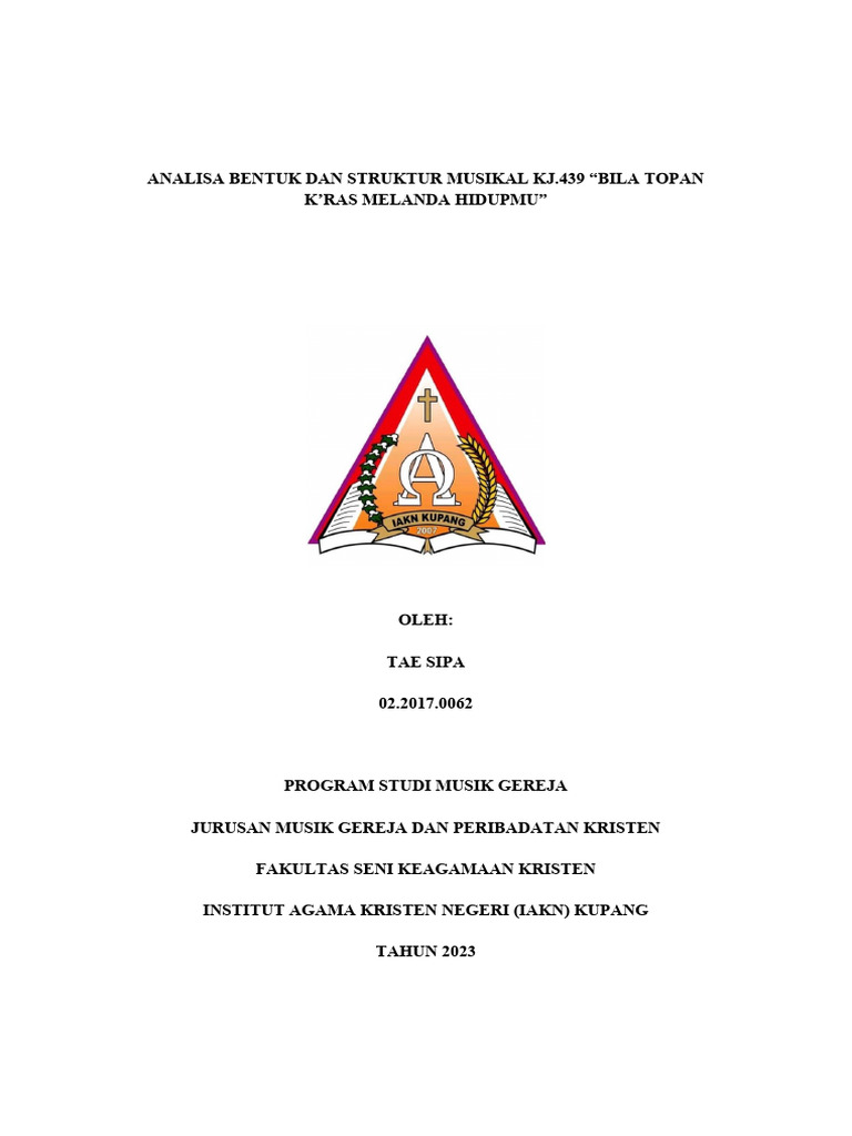 Analisa Bentuk Dan Struktur Musikal Lagu KJ 439 | PDF