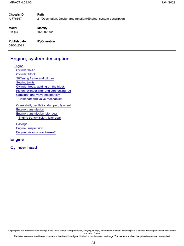 Engine, System Description | PDF | Piston | Cylinder (Engine)
