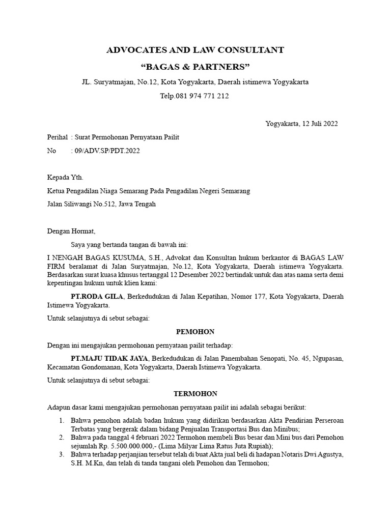 Surat Putusan Kepailitan | PDF