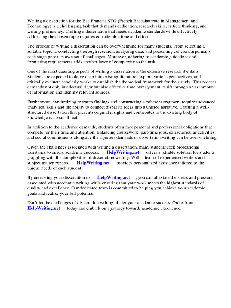 Dissertation Bac Francais STG | PDF | Scribd | Thesis