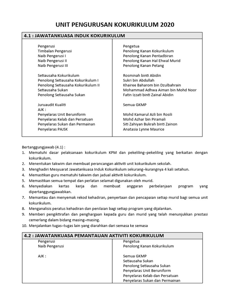 UNIT PENGURUSAN KOKO 2020 Edit | PDF