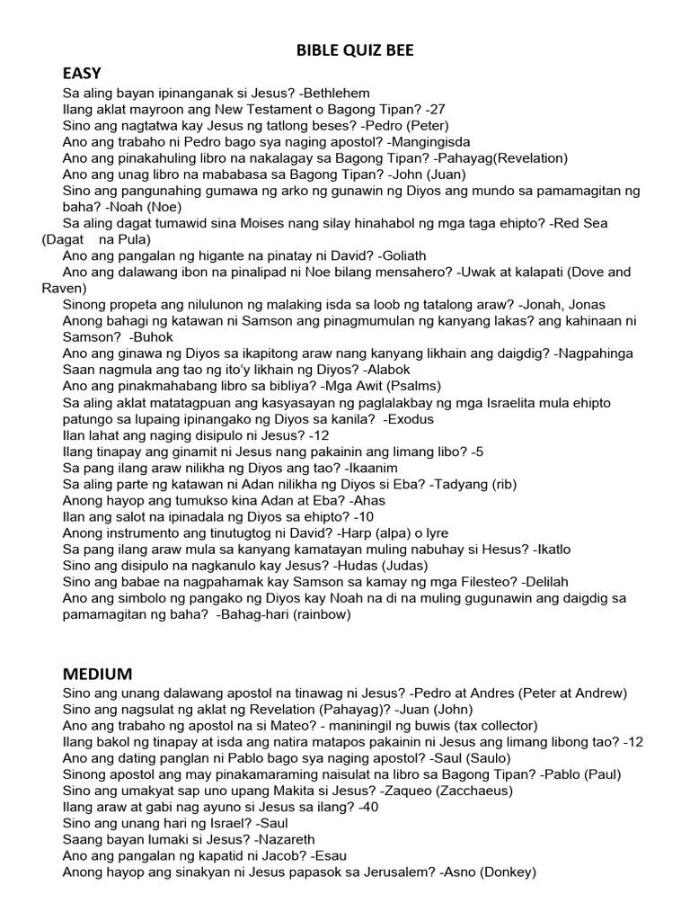 Bible Quiz | PDF