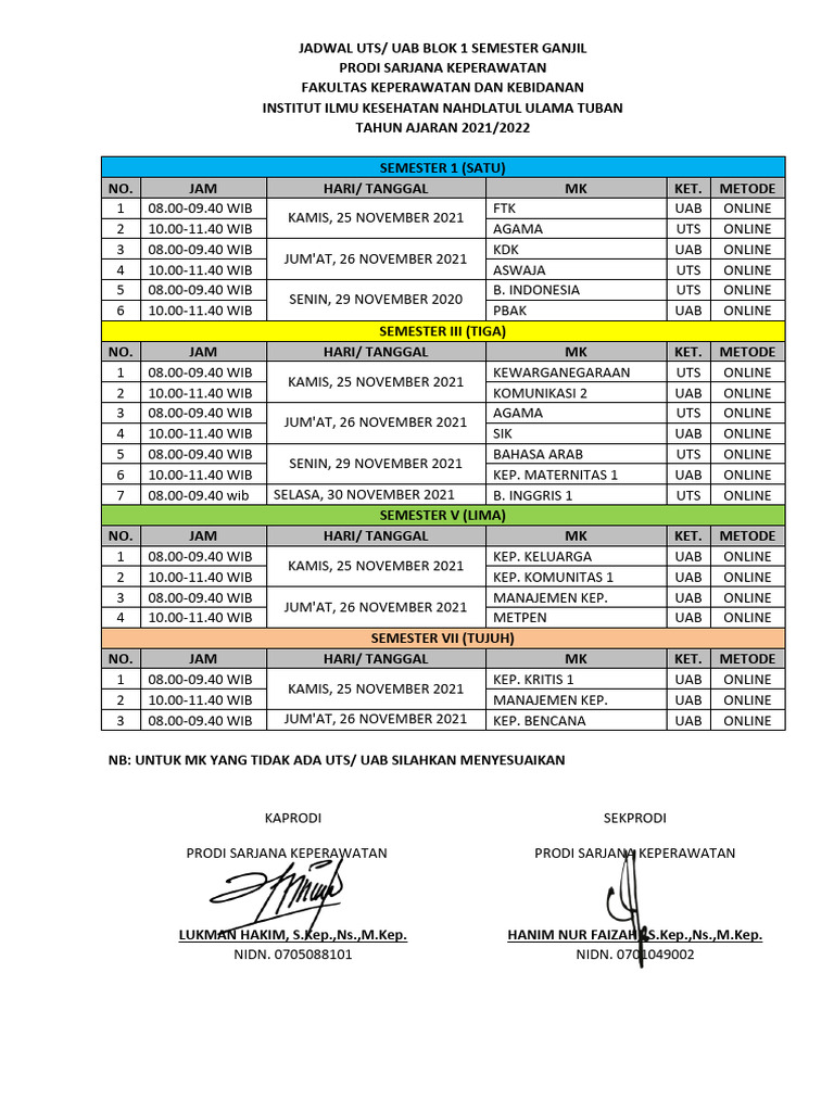 JADWAL UTS 2021-Dikonversi | PDF
