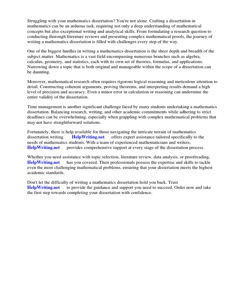 Maths Dissertation Help | PDF | Mathematics | Thesis